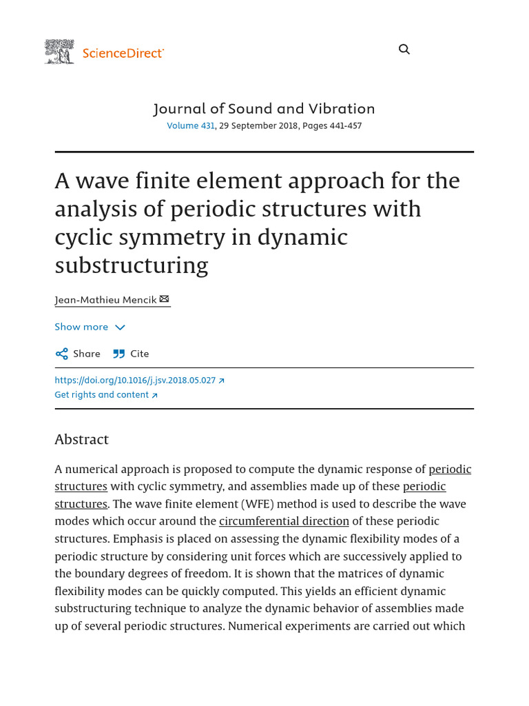 A Wave Finite Element Approach For The Analysis of Periodic Structures ...