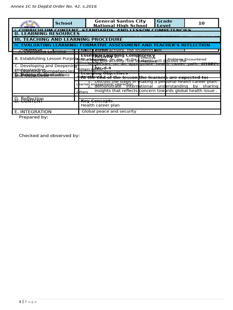 DepEd Order No. 42 s.2016 - DLP 2025 2026 | PDF | Learning | Intelligence