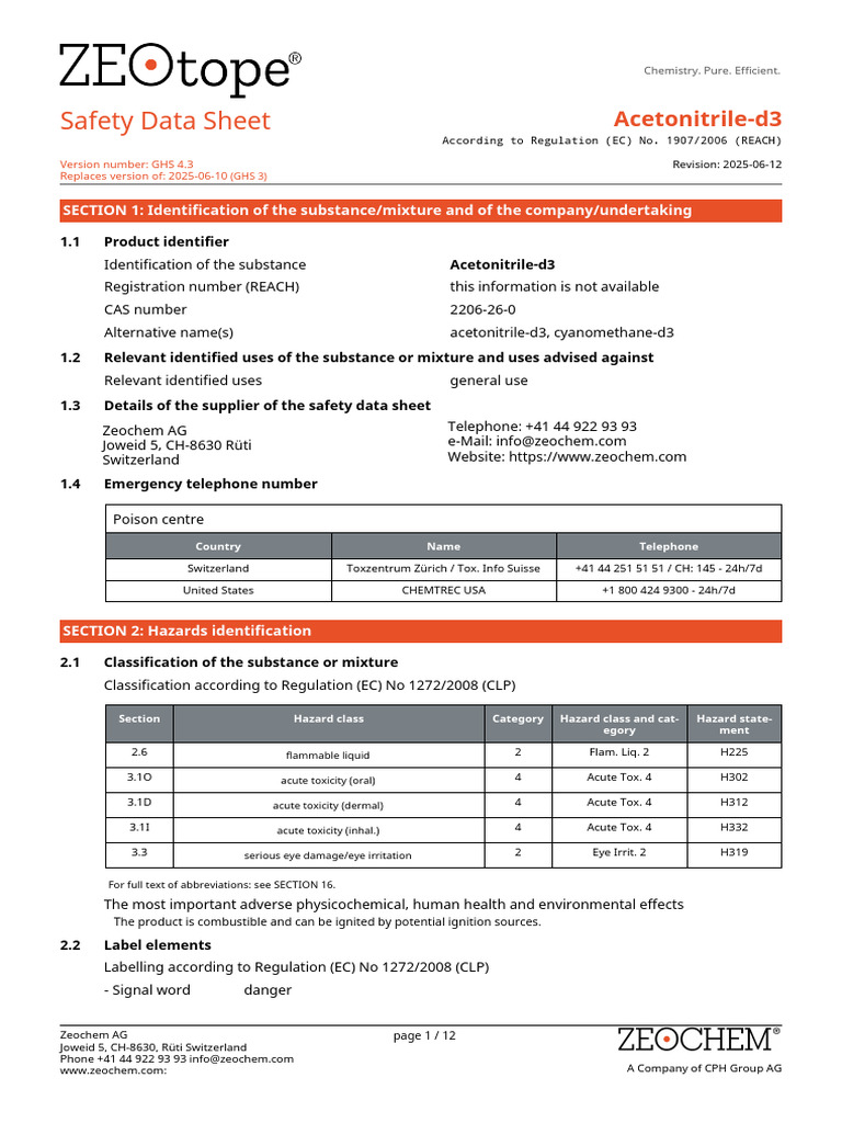 SDS Acetonitrile d3 NL en | PDF | Dangerous Goods | Firefighting