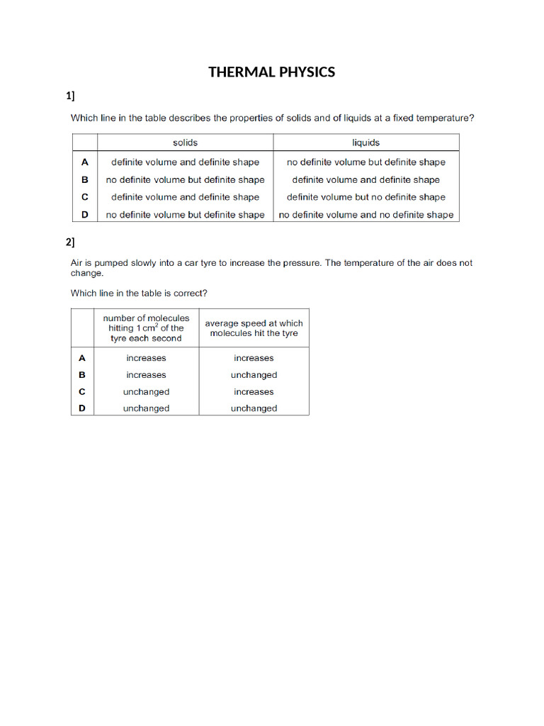 15 - Thermal Physics - MCQ | PDF