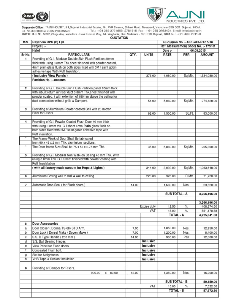 Raychem Halol Revised Offer No.492 | PDF | Door | Duct (Flow)