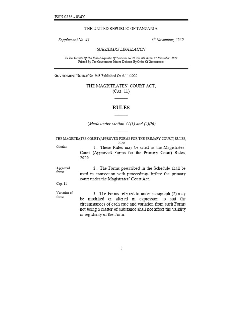 Forms-The Magistrates Court (Approved Forms for the Primary Court ...