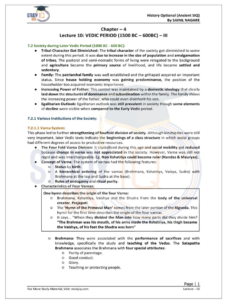 Lecture 10 History Optional Ancient SIQ Approx 1684285678 | PDF
