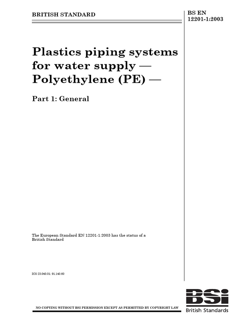 BS en 12201-1 | PDF | Amorphous Solid | Organic Polymers