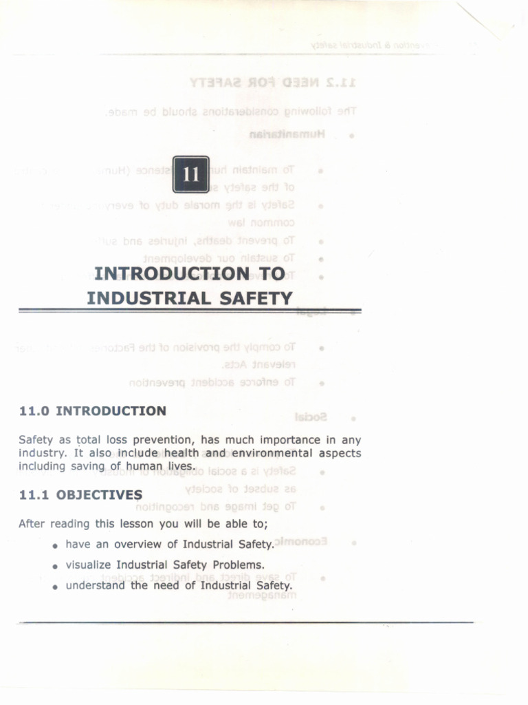 Lesson 11 Introduction To Industrial Safety | PDF | Occupational Safety ...