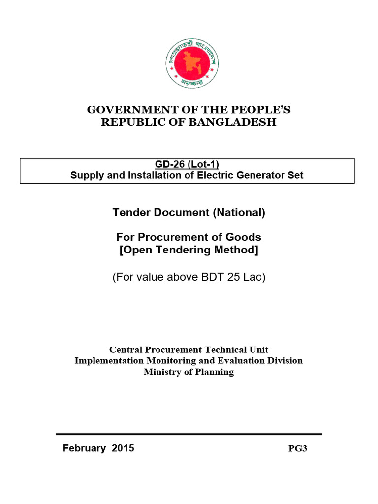 Tender Document (PG 3) GD-26 Lot-1 | PDF | Specification (Technical ...