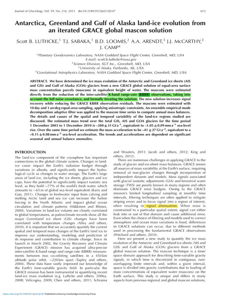 Antarctica Greenland and Gulf of Alaska Land Ice Evolution From An ...