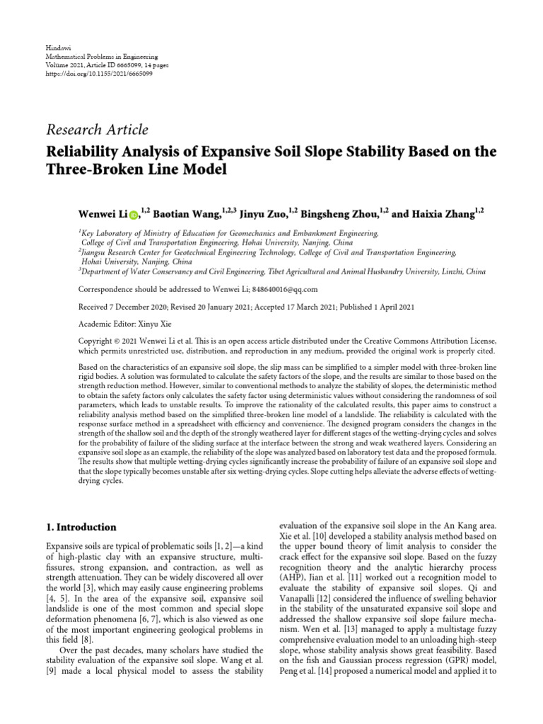Reliability Analysis of Expansive Soil Slope Stability | PDF