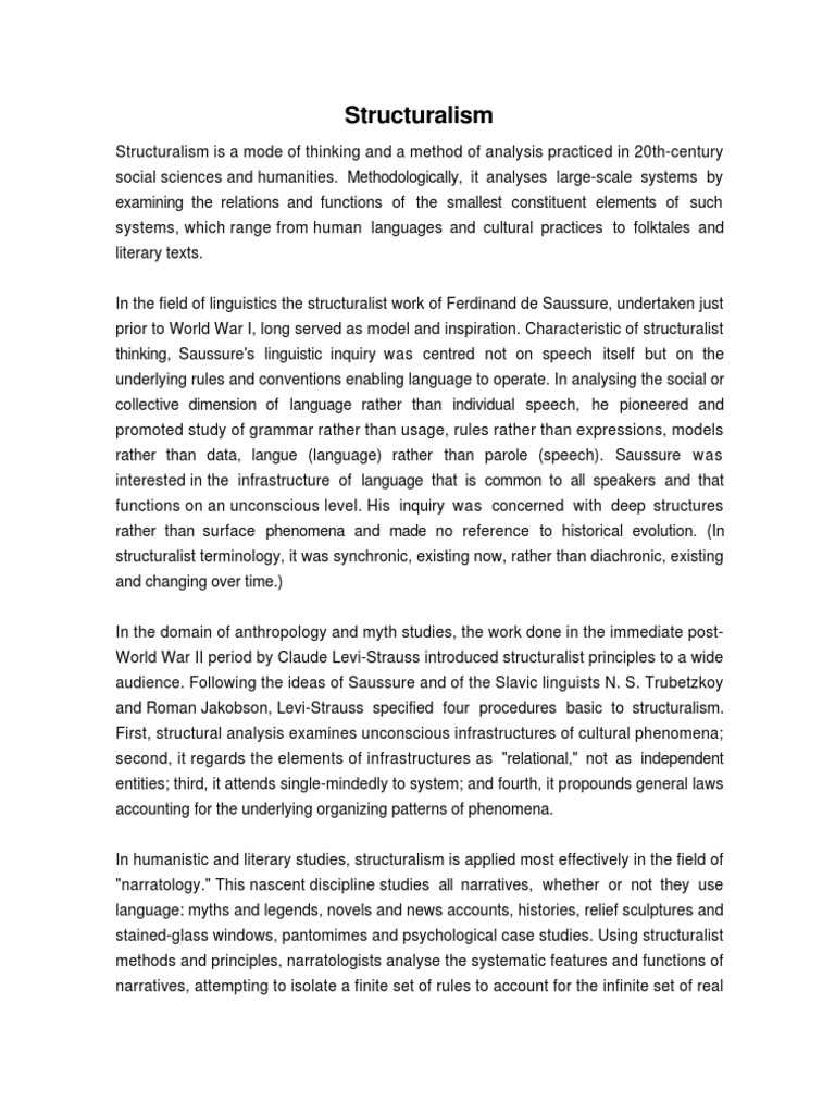 Structuralism in Architecture Explained | PDF | Linguistics