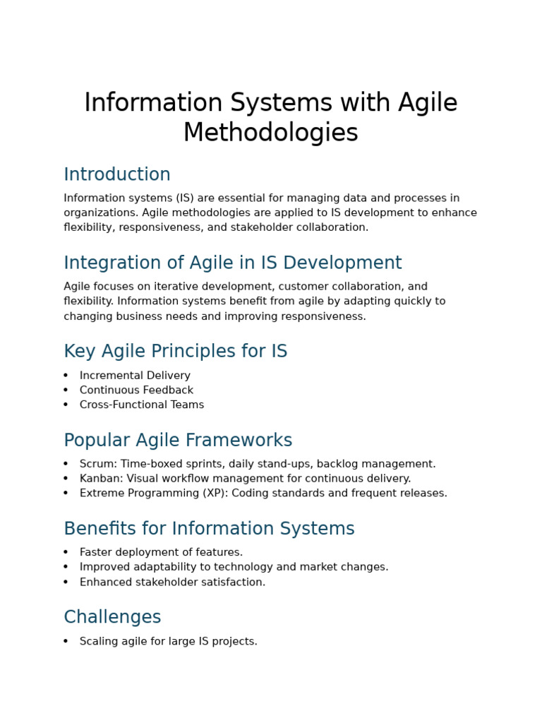 Information Systems Agile Methodologies | PDF