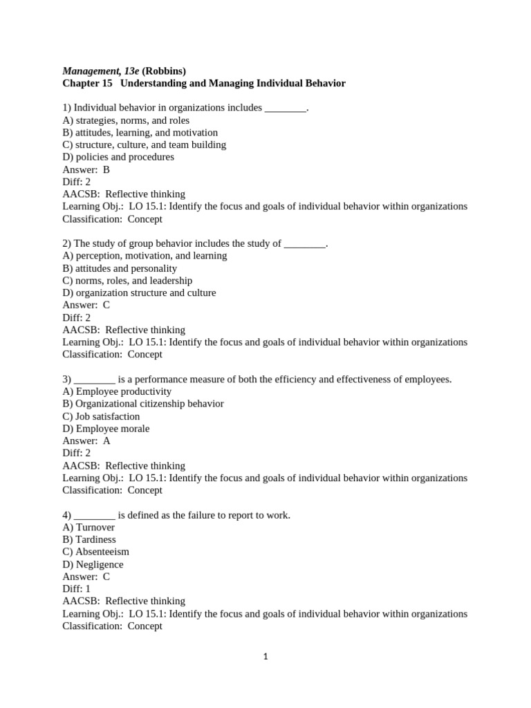 C15. Understanding and Managing Individual Behavior | PDF | Attitude ...