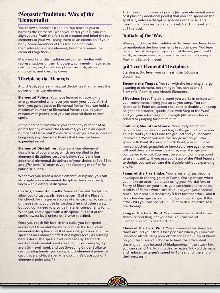 Way of The Elementalist - GM Binder | PDF | Water | Wound