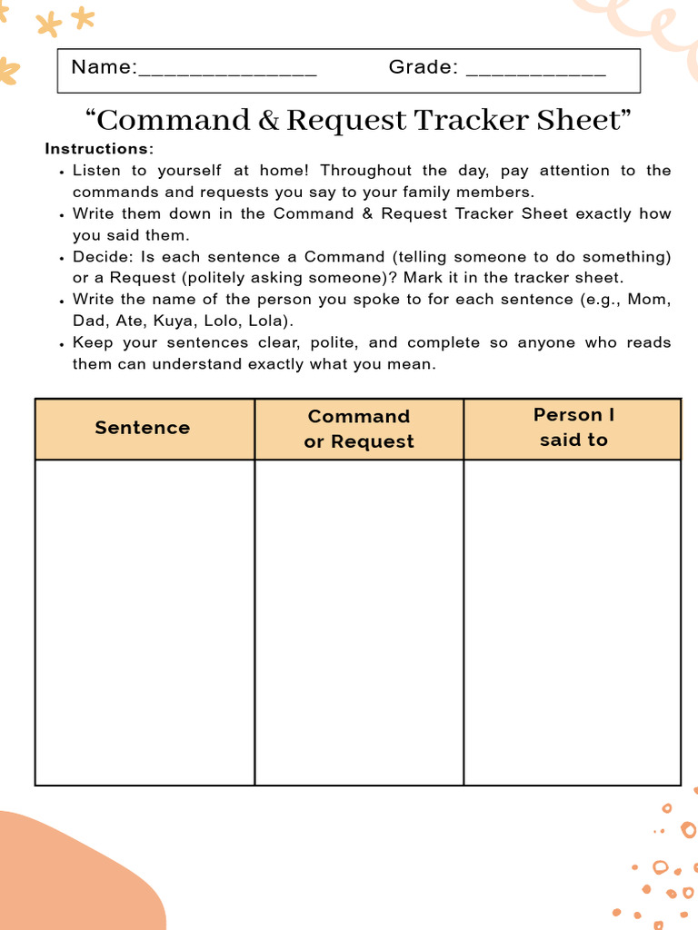 Command & Request Tracker Sheet | PDF