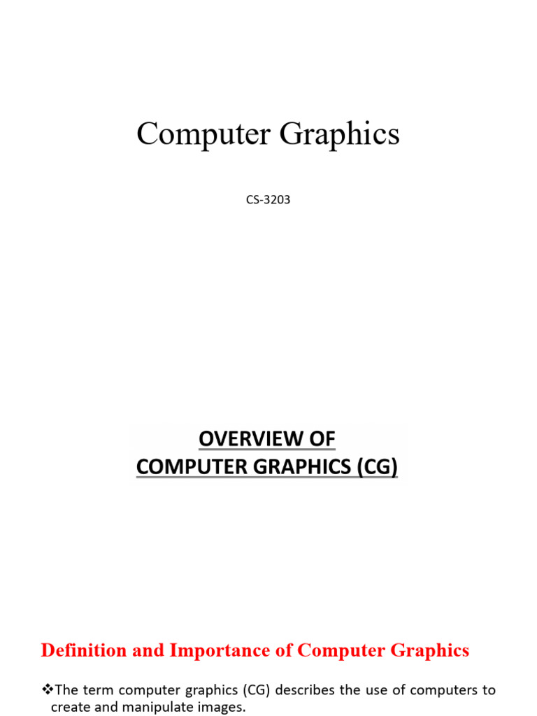 UNIT 1 CG Introduction Computer Graphics | PDF | 3 D Computer Graphics ...