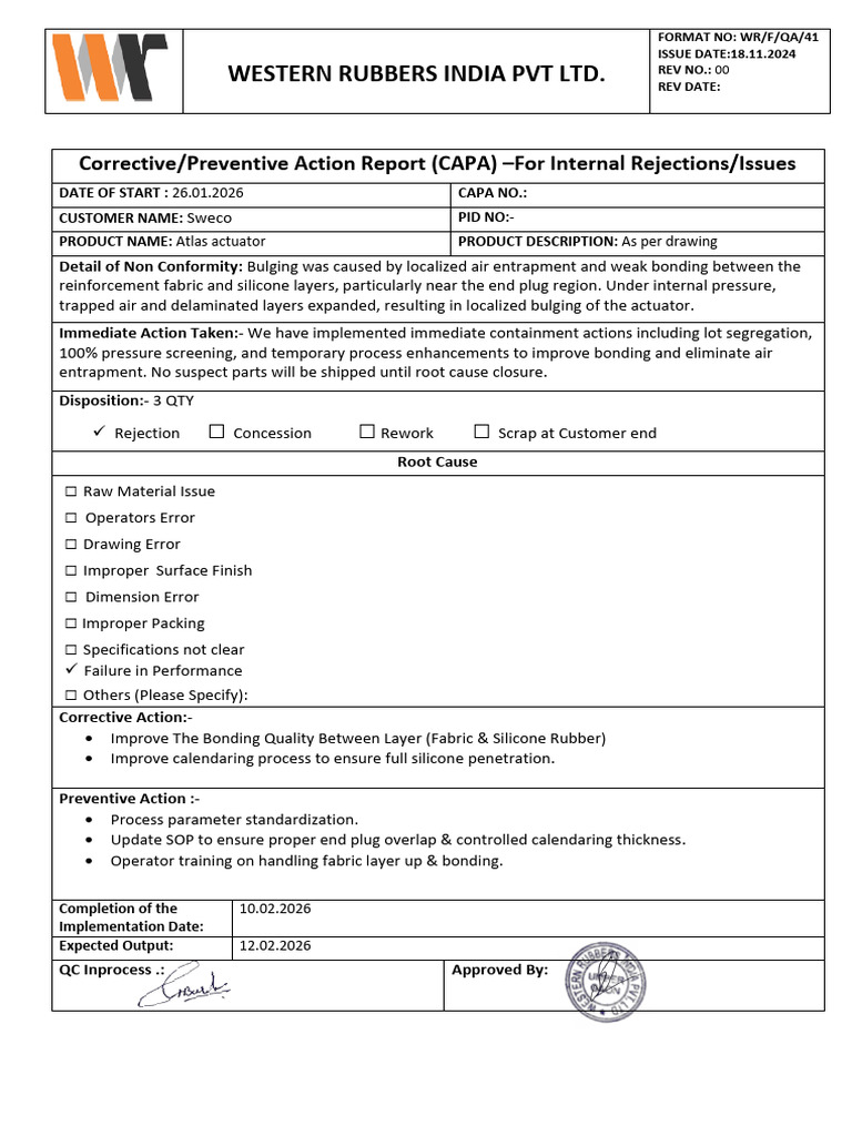 Internal CAPA Report | PDF