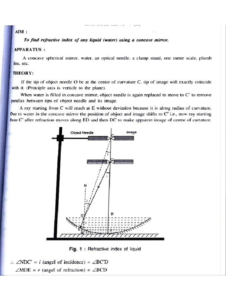 Refractive Index of Water Experiment (1) | PDF