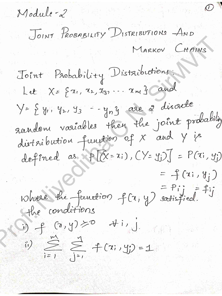 Module 2 - Joint Probability Distributions and Markov Chain | PDF ...