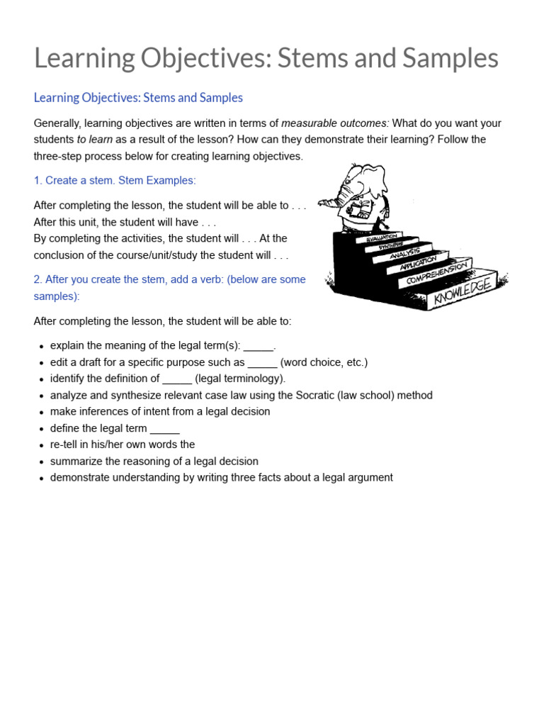 Learning Objectives - Stems and Samples - Building | PDF