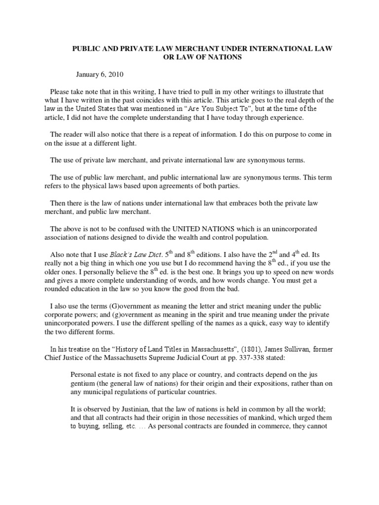 Public and Private Law Merchant | PDF | Article One Of The United ...