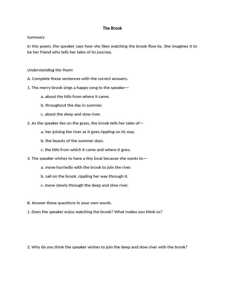 The Brook Poem | PDF