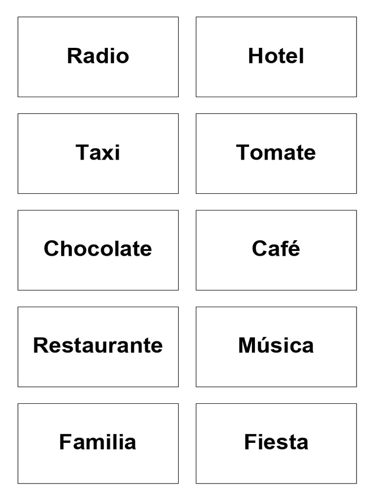 Tarjetas Espanol A1 | PDF