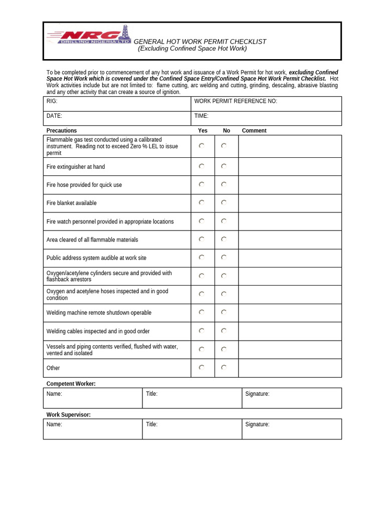 BMS 03-32-PRO-03 (Rev 0) (General Hot Work Permit Checklist) | PDF