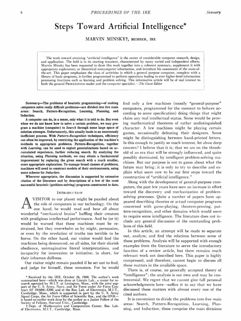17-1961-Steps Toward Artificial Intelligence | PDF | Artificial ...