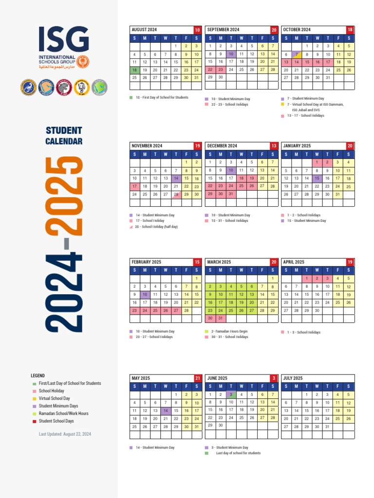 2024-25 ISG Calendar (1) | PDF | Educational Stages | Higher Education