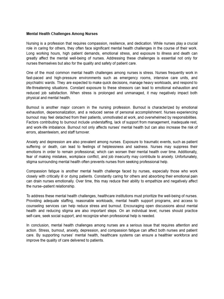 Mental Health Challenges | PDF | Mental Health | Nursing