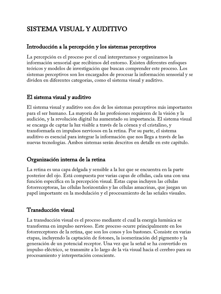 Sistema Visual y Auditivo | PDF