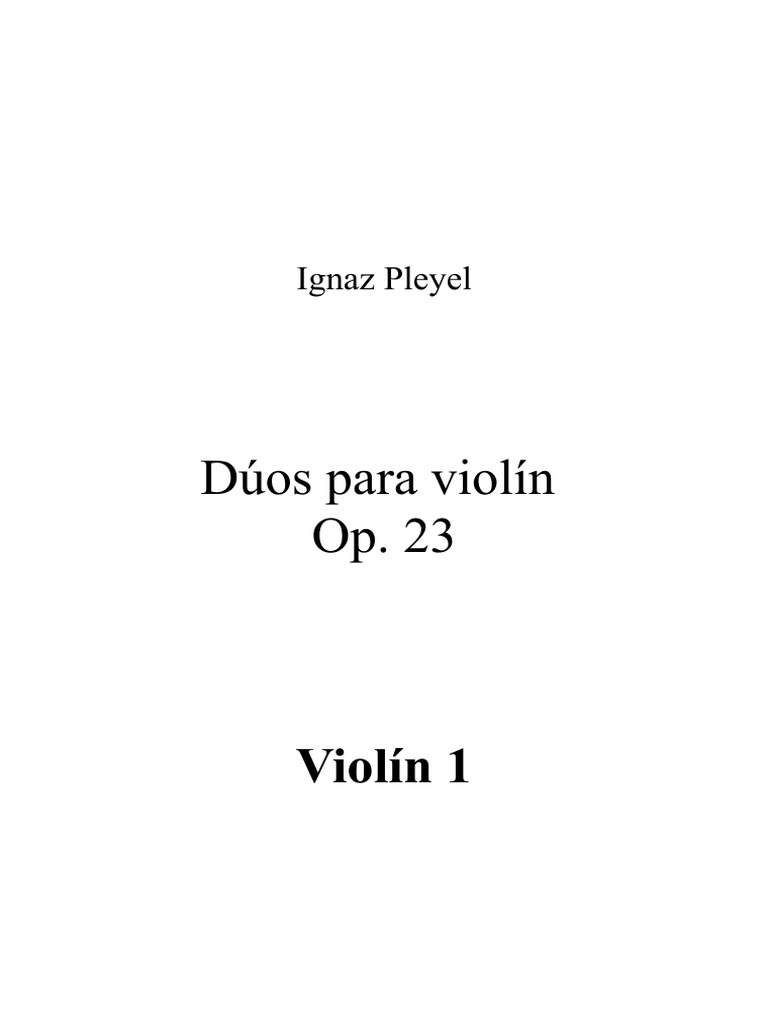 I. Pleyel - Duo For 2 Violins, Op. 23 - VIOLIN I | PDF