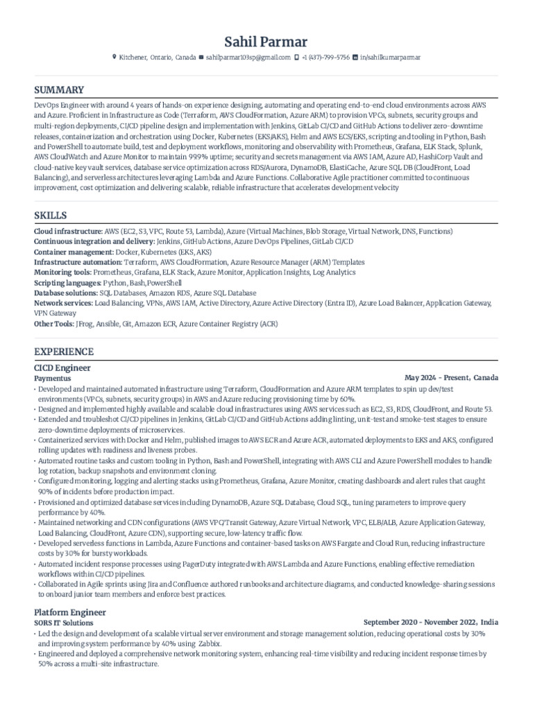New_Sahil_Parmar_Resume | PDF | Microsoft Azure | Amazon Web Services