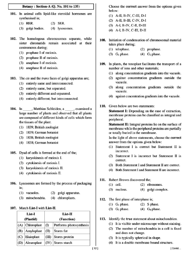 Biology Practice Paper | PDF