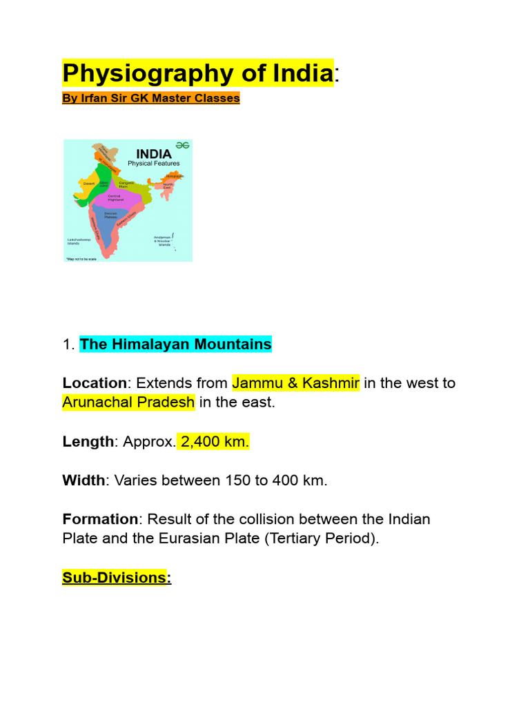 Physiography of India by Irfan Sir | PDF | Earth Sciences | Geology