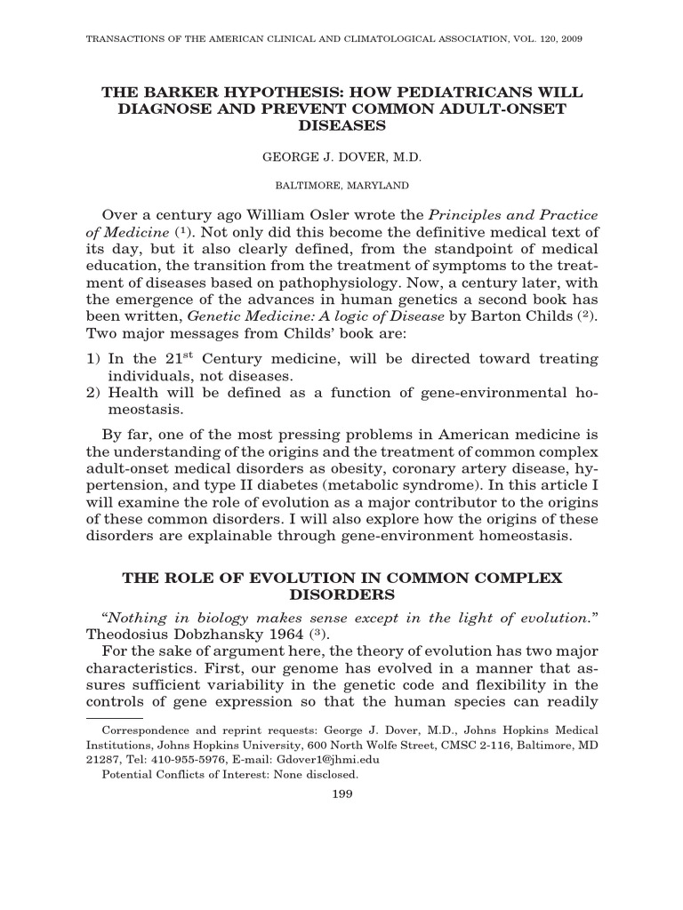 Barker Hypothesis | PDF | Single Nucleotide Polymorphism | Evolution