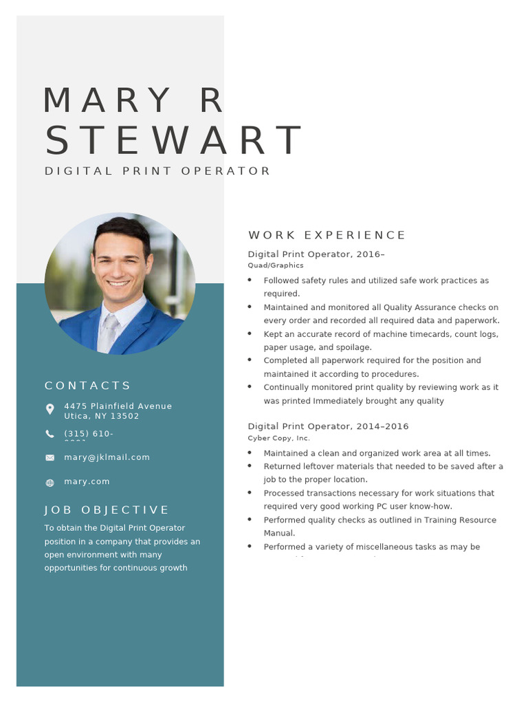 Digital Print Operator Resume A4 | PDF | Software | Computing
