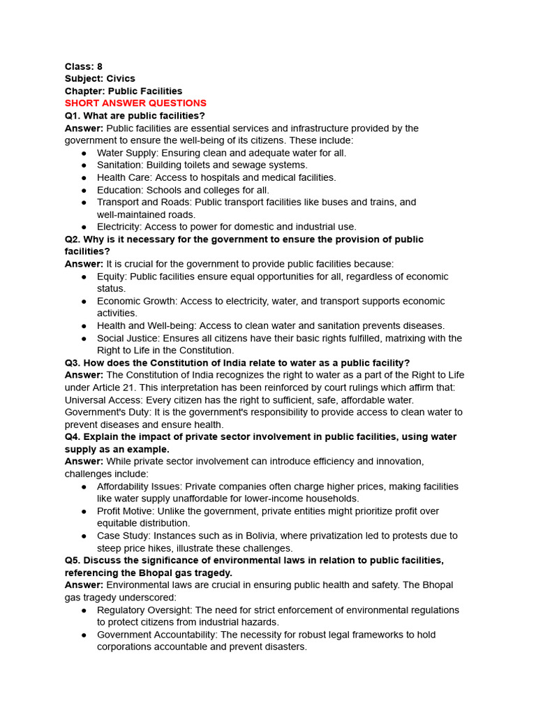 Civics- Public Facilities | PDF | Taxes | Poverty