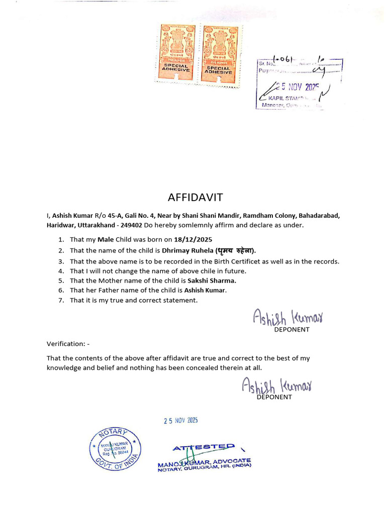 Dhrimay Ruhela Affidavit_compressed | PDF