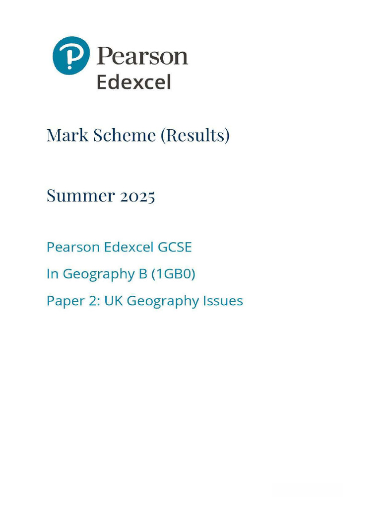 Edexcel B Geography June 2025 Paper 2 MS | PDF | Coast | Flood