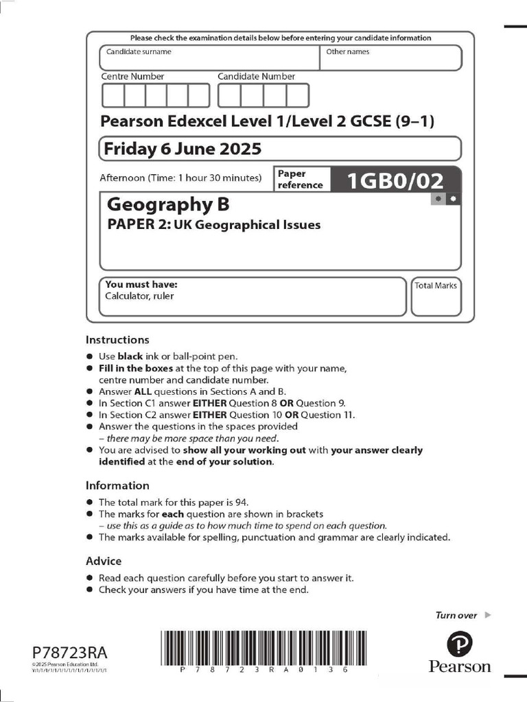 Edexcel B Geography June 2025 Paper 2 | PDF | Coast | Earth Sciences