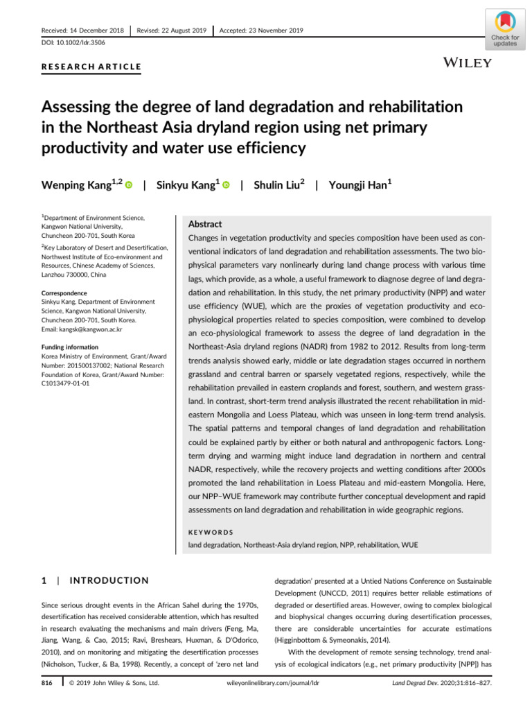 Assessing The Degree of Land Degradation and Rehabilitation | PDF ...