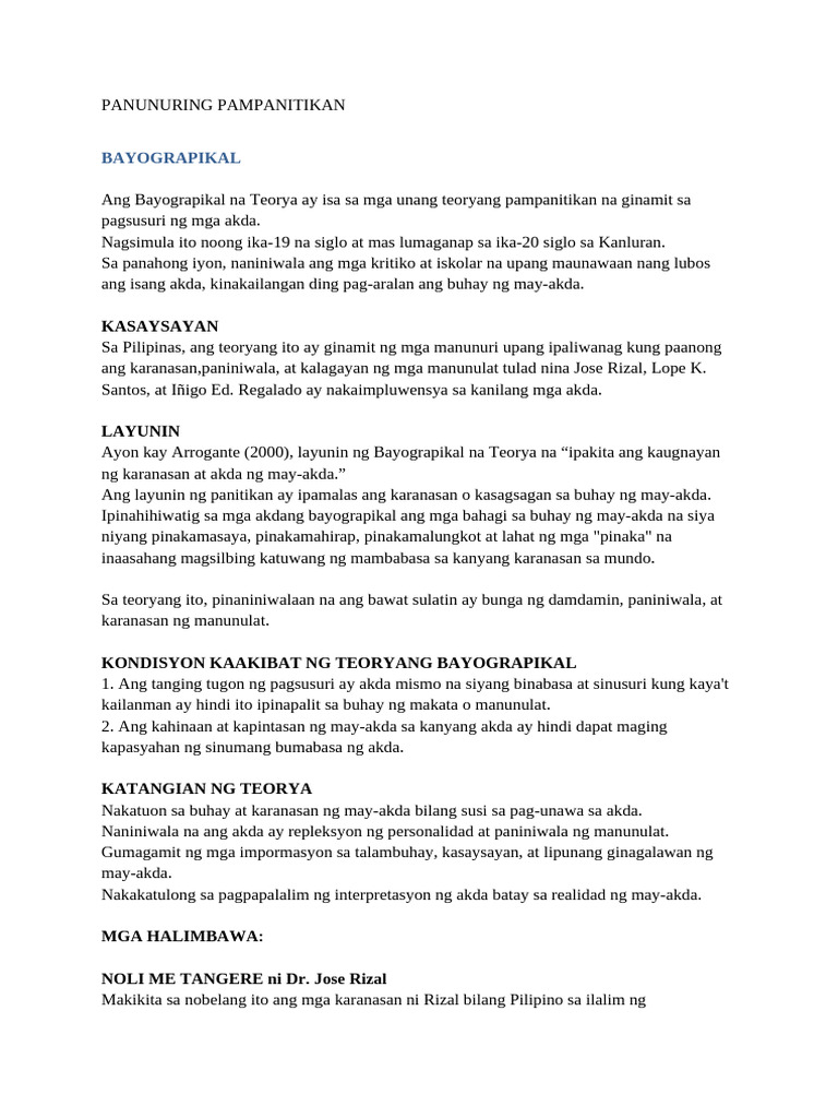 Bayograpikal Teorya Presentation | PDF