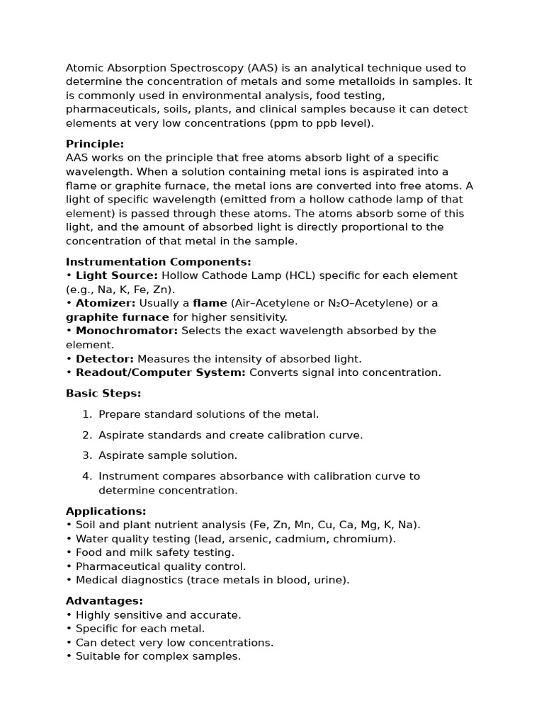 AAS final | PDF | Atomic Absorption Spectroscopy | Optical Filter