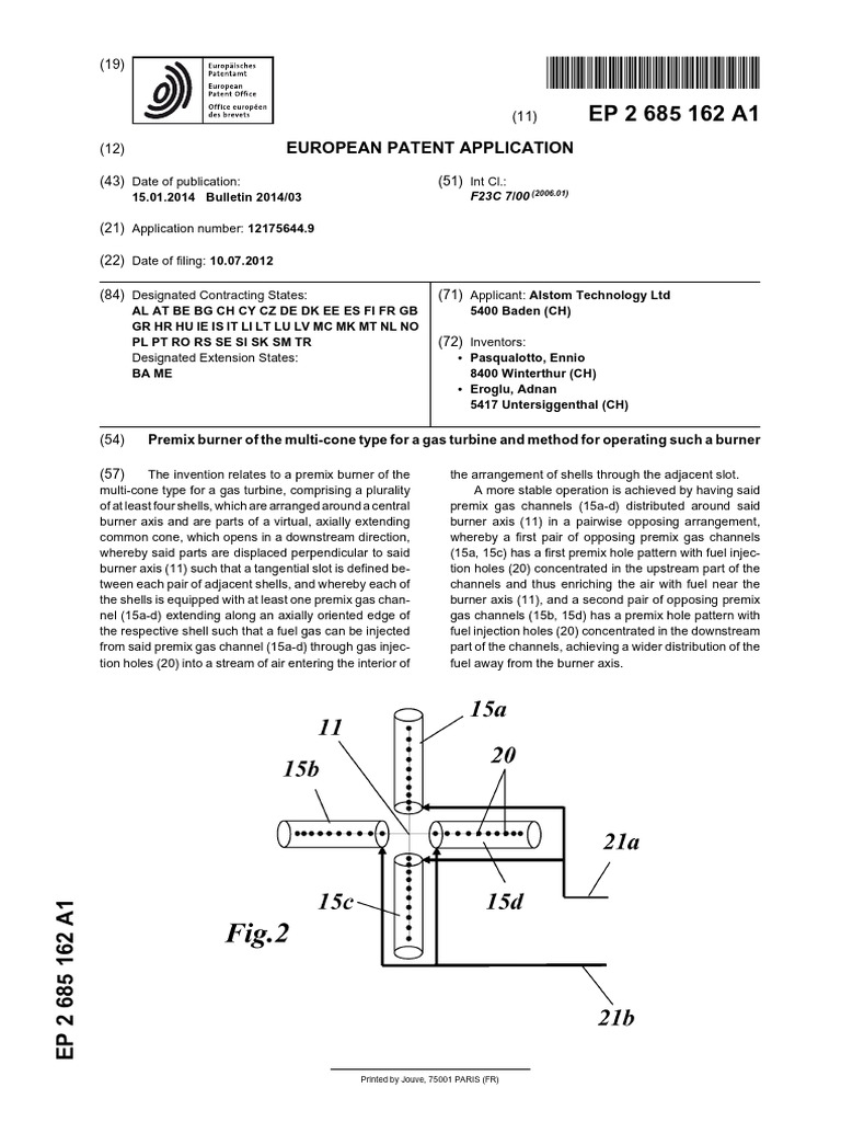 EP2685162A1-Premix Burner of the Multi-cone Type for a Gas Turbine and ...