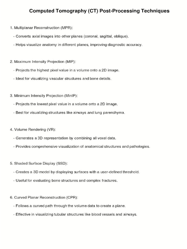 CT Scan Post-Processing Notes | PDF