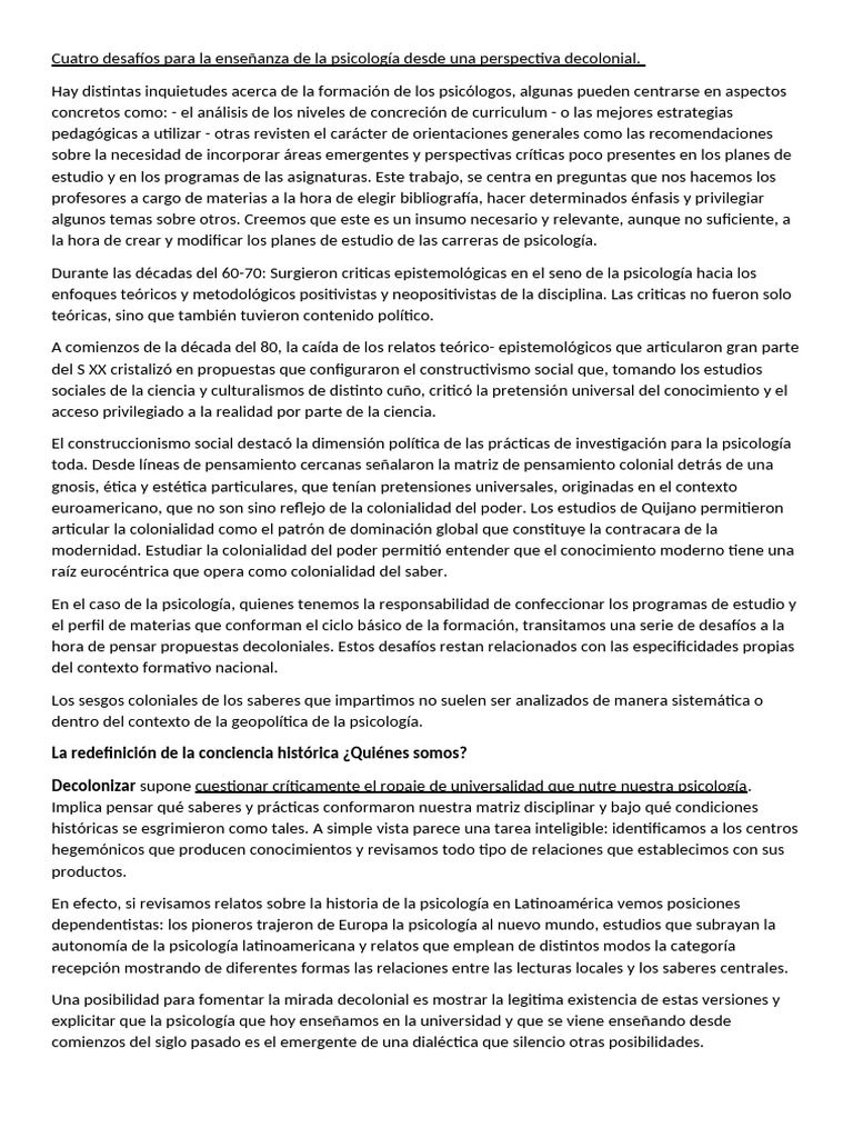 Martín Poo y Ostrovsky | PDF | Sicología | Plan de estudios