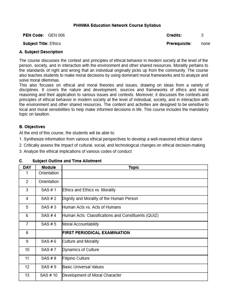 Gen 006 TG - Highlighted | PDF | Morality | Liberal Arts Education