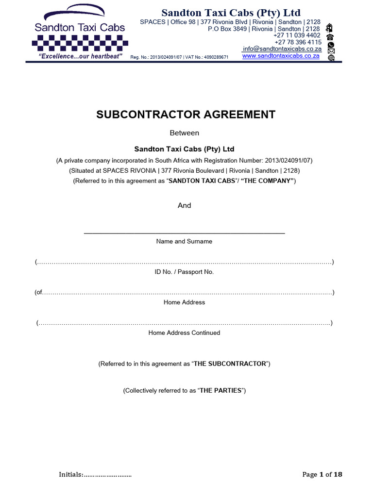 STC Subcontractor Contract Agreement 2025 Version | PDF | Breach Of ...