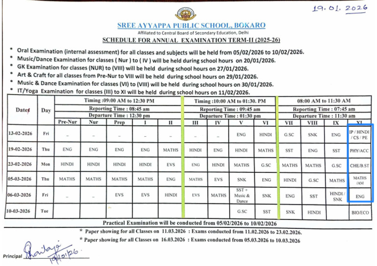 Schedule for Annual Examination Term-II | PDF