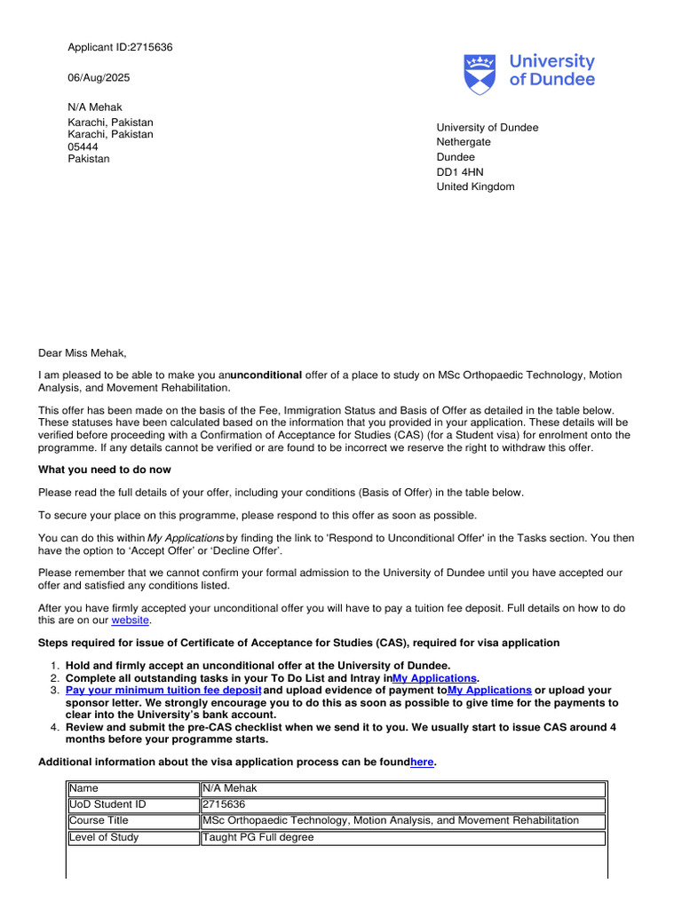 Unconditional Offer Letter-5 | PDF
